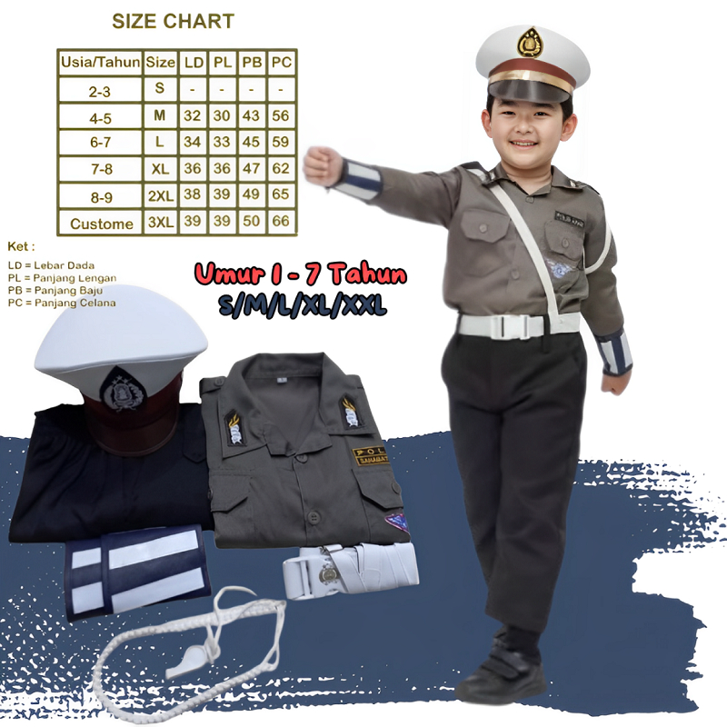 Jual Seragam Polisi Anak - Baju Polisi Anak - Kostum Pocil Harga ...