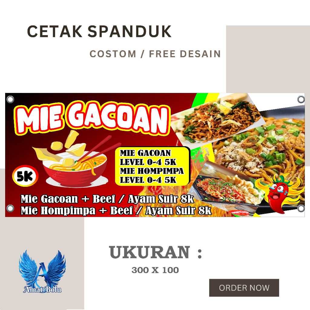 Jual Spanduk Banner Mie Gacoan UKURAN 300X100 CM REQUEST | Shopee Indonesia