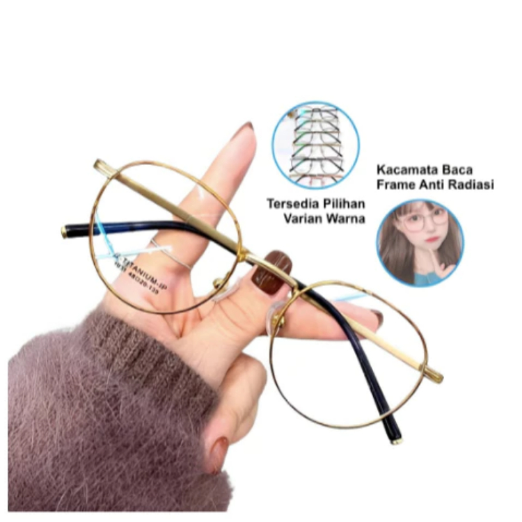 Jual ️ELEVEN ️Kacamata Baca Frame Anti Radiasi Metal Gaya Retro Untuk Pria / Wanita KM73 ...