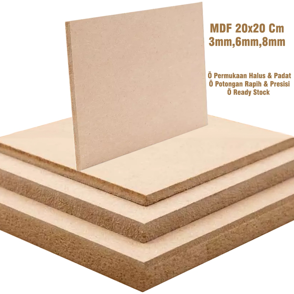 Jual Papan kayu mdf ukuran 20x20cm tebal 3mm,6mm,8mm | Shopee Indonesia