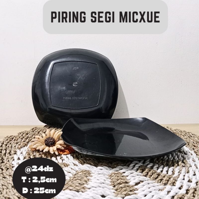 Jual CNC Piring Segi Mixcue Hitam / Piring Saji Kotak Semi Melamin ...