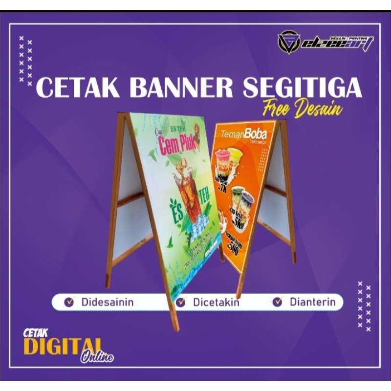 Jual STAND BANNER SEGITIGA RANGKA KAYU UNTUK JUALAN | Shopee Indonesia