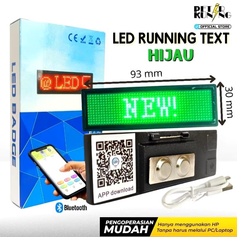Jual Nametag LED Mini Custom Bluetooth / Papan Lampu LED / Name tag LED Elektronik / Running ...