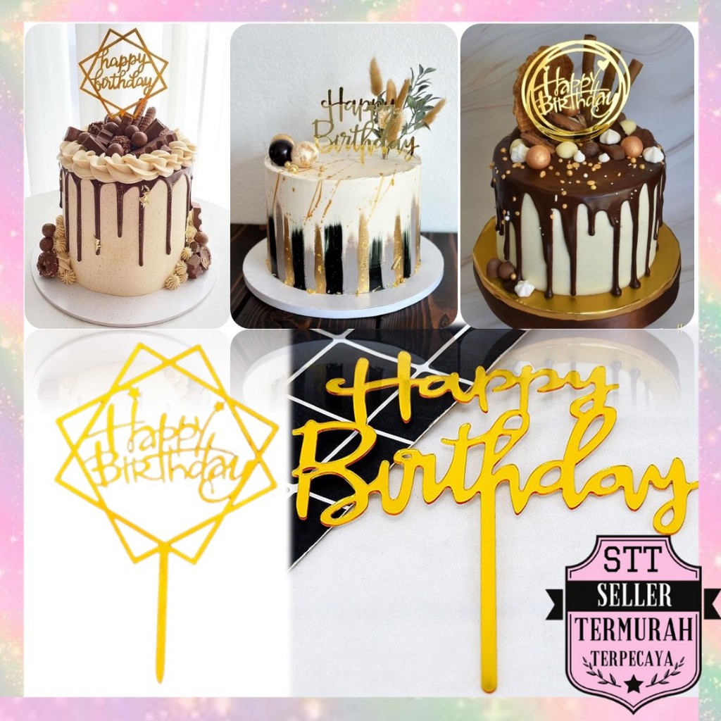 Jual STT Topper Cake Happy Birthday Bahan Akrilik Hiasan Kue Ulang Tahun Acrylic Dekorasi ...