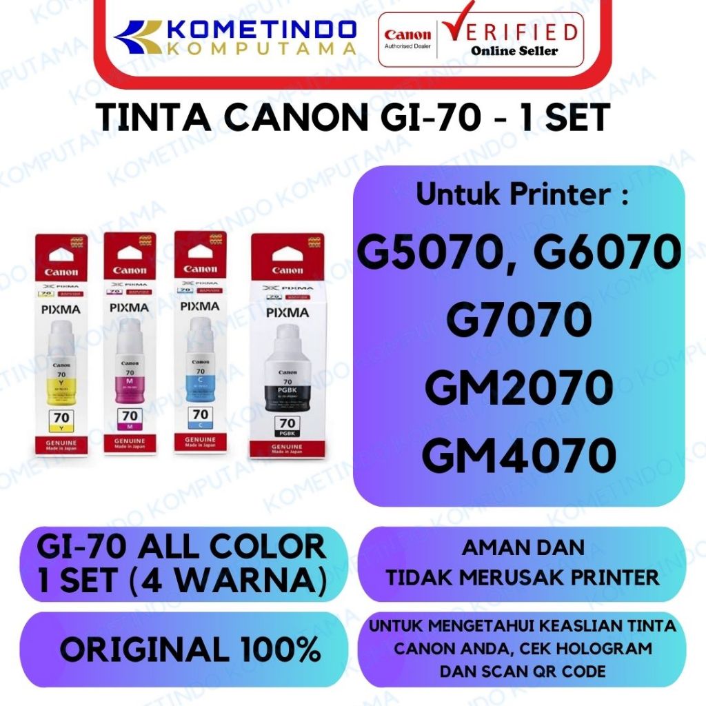 Jual GI 70 Box 1 Set 4 Warna 100% Original GI70 Tinta Printer Canon Pixma - Tinta Canon G5070 ...