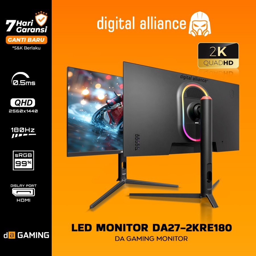 Jual Digital Alliance DA27-2KRE180 27 Gaming Monitor- 2K QHD IPS 180Hz 1ms 99% SRGB | Shopee ...