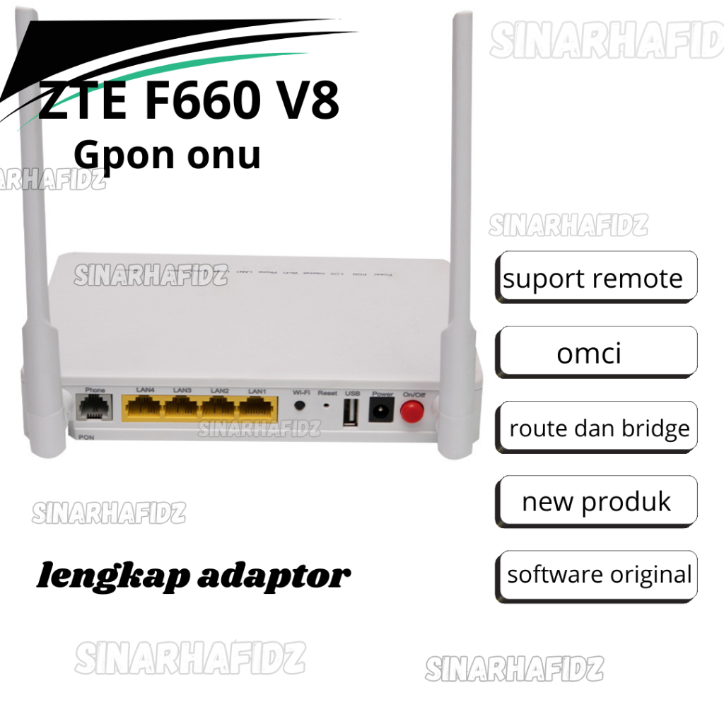 Jual ZTE F660 V8 GPON ONU ONT 1GE+3FE+1POTS+WIFI ROUTER 2 antena | Shopee Indonesia