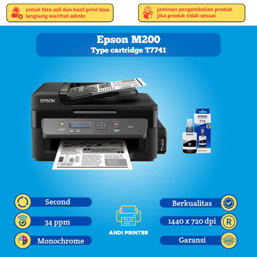 Jual Printer Epson M200 print scan copy |printer hitam putih murah ...