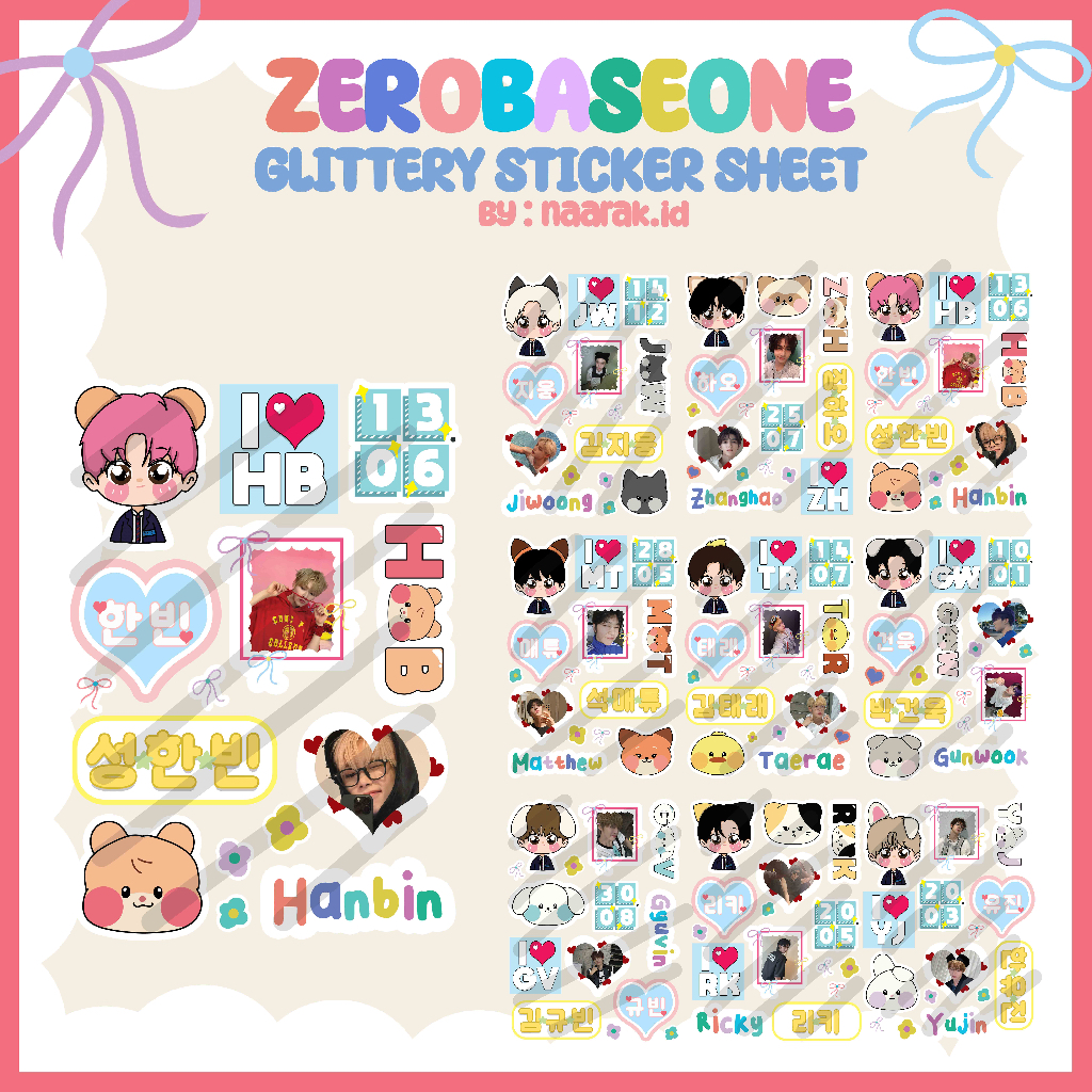 Jual ZEROBASEONE ZB1 GLITTERY DECO STICKER SHEET | Shopee Indonesia