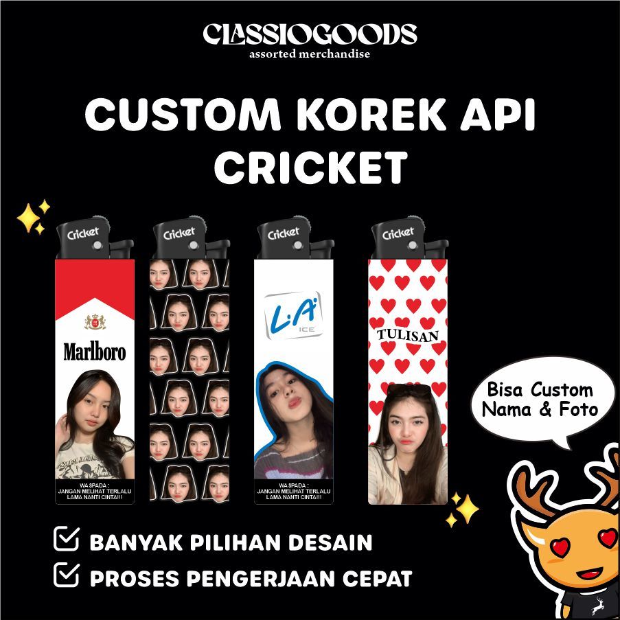 Jual Custom Foto Korek Api Cricket / Korek Api Custom Bebas Gambar ...