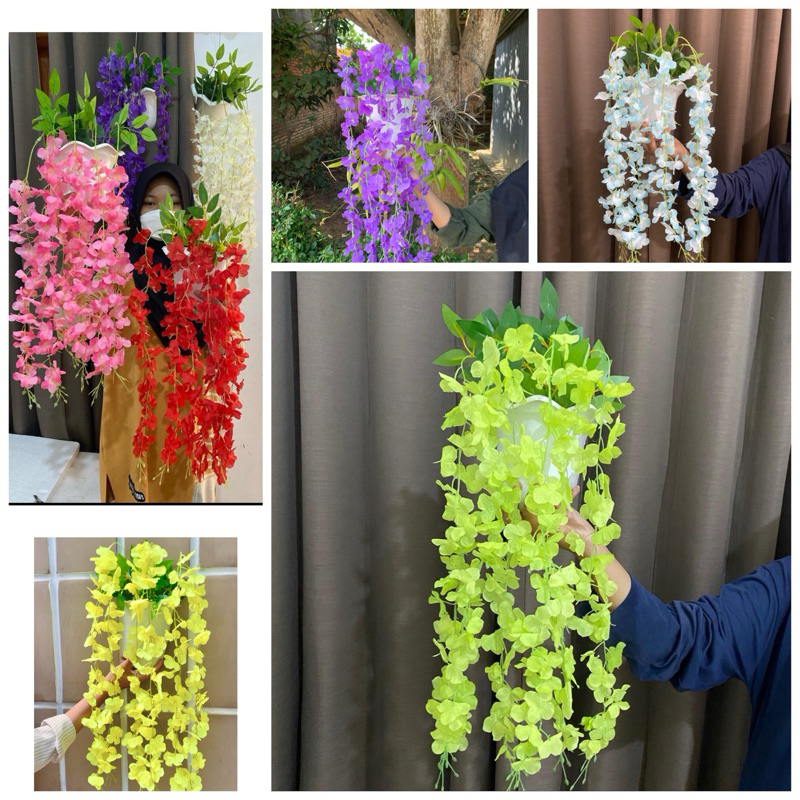 Jual COD / BUNGA HIAS TEMPEL DINDING SAKURA JUNTAI ARTIFICIAL DAN POT ...