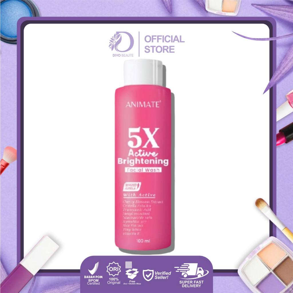 Jual Animate 5x Active Brightening Facial Wash 100 ml - 100 ml | Shopee ...