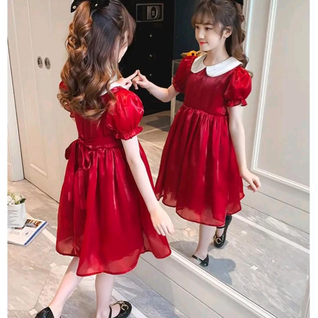 Jual DRESS KIDS ANAK / USIA 7-9 TAHUN / BAHAN KACA / WARNA MERAH ...