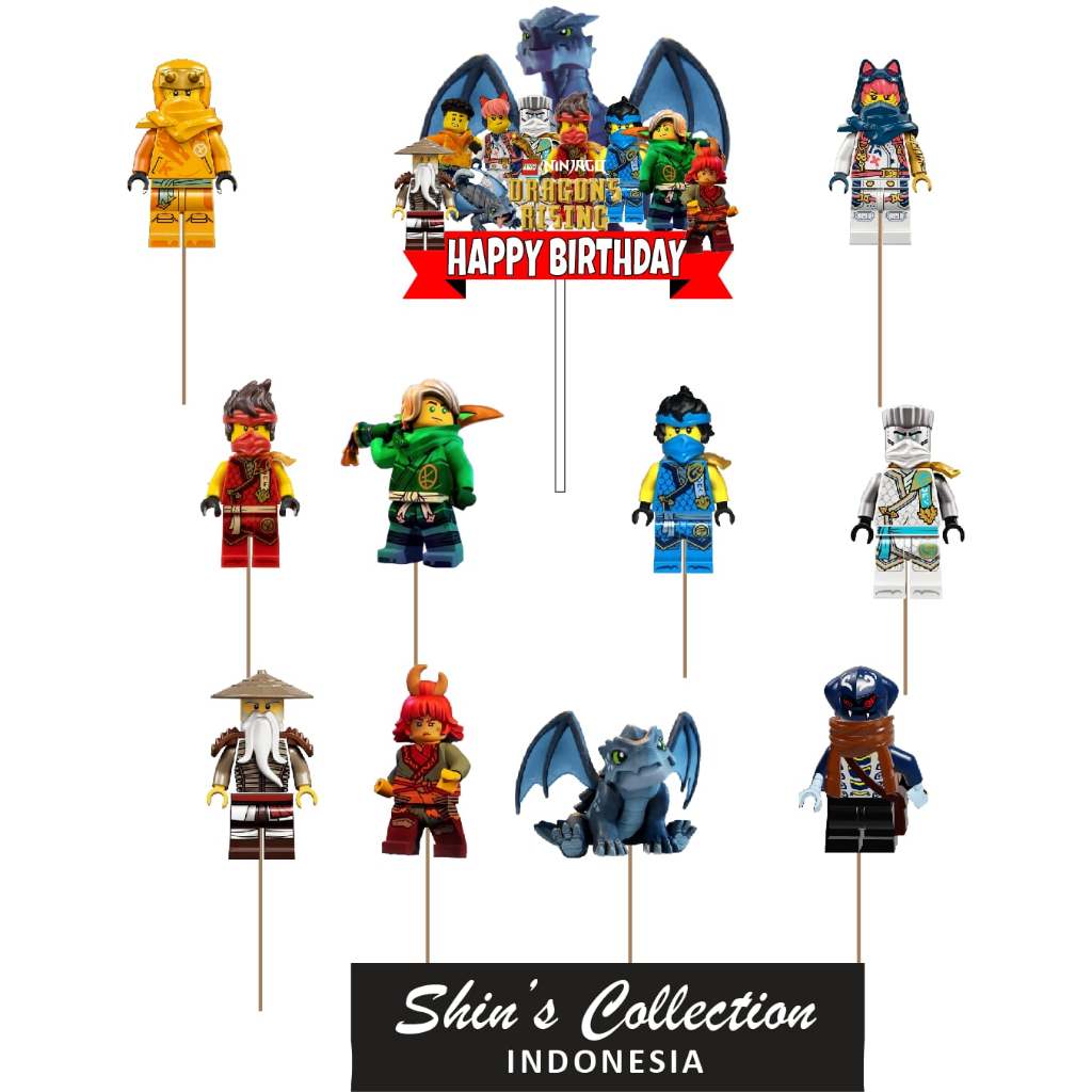 Jual Cake topper Ninjago Dragons rissing lego isi 11 pcs | Shopee Indonesia