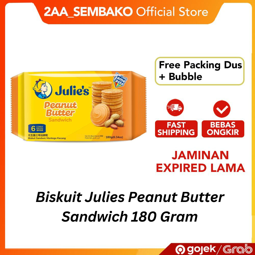 Jual Julie's Peanut Butter Sandwich Biskuit Sandwich Mentega Kacang 180 Gram | Shopee Indonesia
