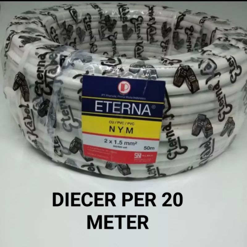 Jual KABEL LISTRIK ETERNA NYM 2X1.5 ( 20 METER) ECERAN KABEL ETERNA TEMBAGA MURNI 20 METER ...