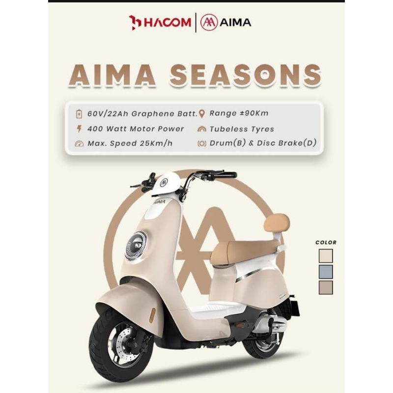 Jual Sepeda Listrik Electric Aima Seasons Vintage | Shopee Indonesia
