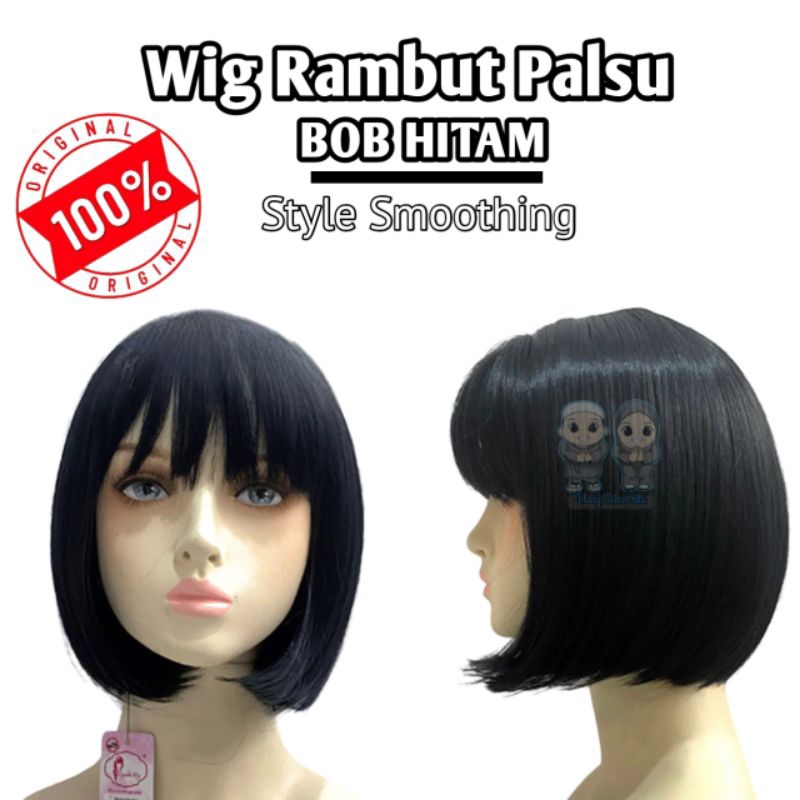 Jual Wig Rambut Palsu Bob hitam,Wig rambut bob pendek lurus,wig Bob ...
