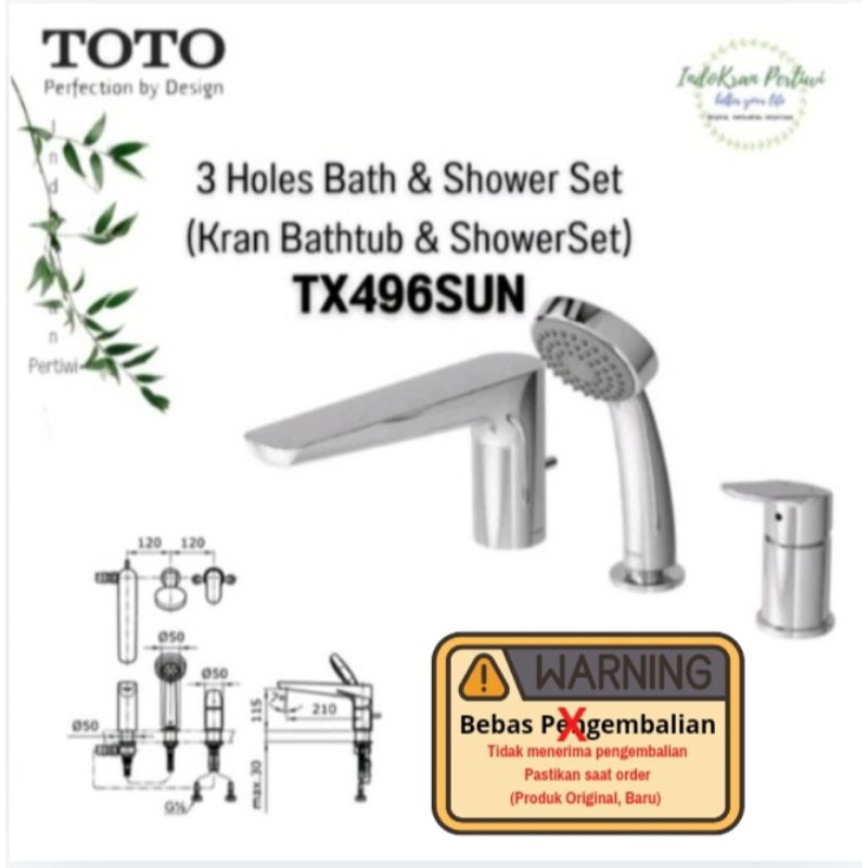 Jual Kran Bathtub TOTO TX496SUN & Shower Set (Hot & cold water ...