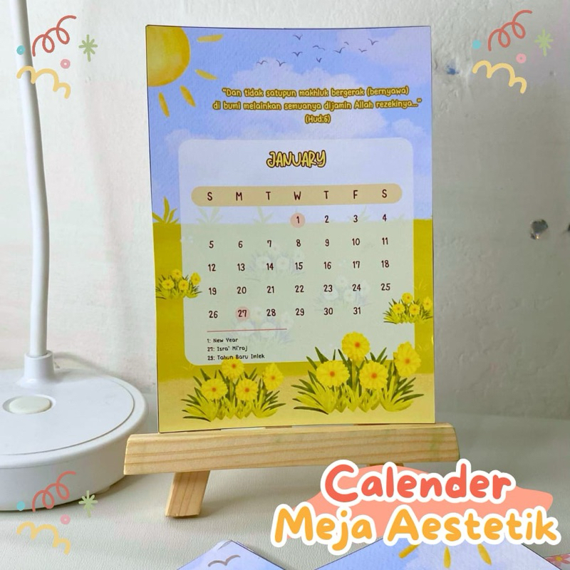 Jual Kalender Dekorasi 2025 (Ukuran A6 10,5x14,8 cm) Model Easel ...