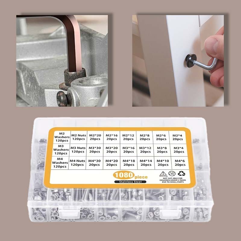 Jual 1080pcs Stainless Steel Hex Socket Bolt And Nuts Set Baut Soket ...