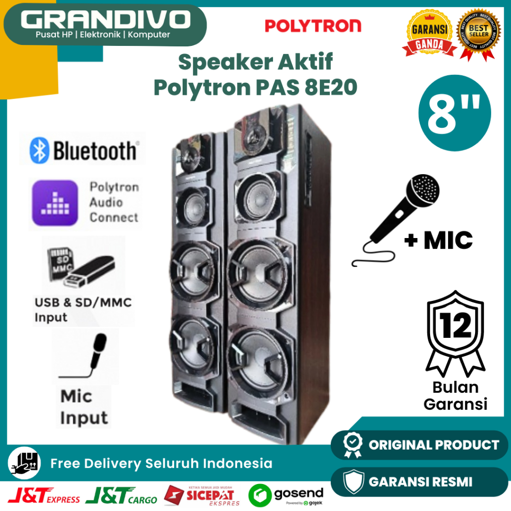Jual Speaker Aktif Polytron Bluetooth PAS 8E20 8Inch Superbass Preset ...