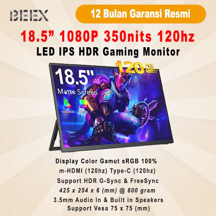 Jual Portable Monitor BeeX 18.5" Premium Gaming 1080P 120Hz Portable ...