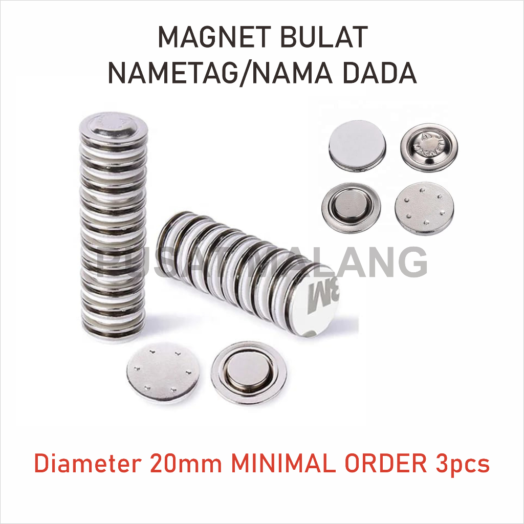 Jual MAGNET BULAT/MAGNET PIN LENCANA/MAGNET NAMA DADA NAMETAG/ MAGNET ...