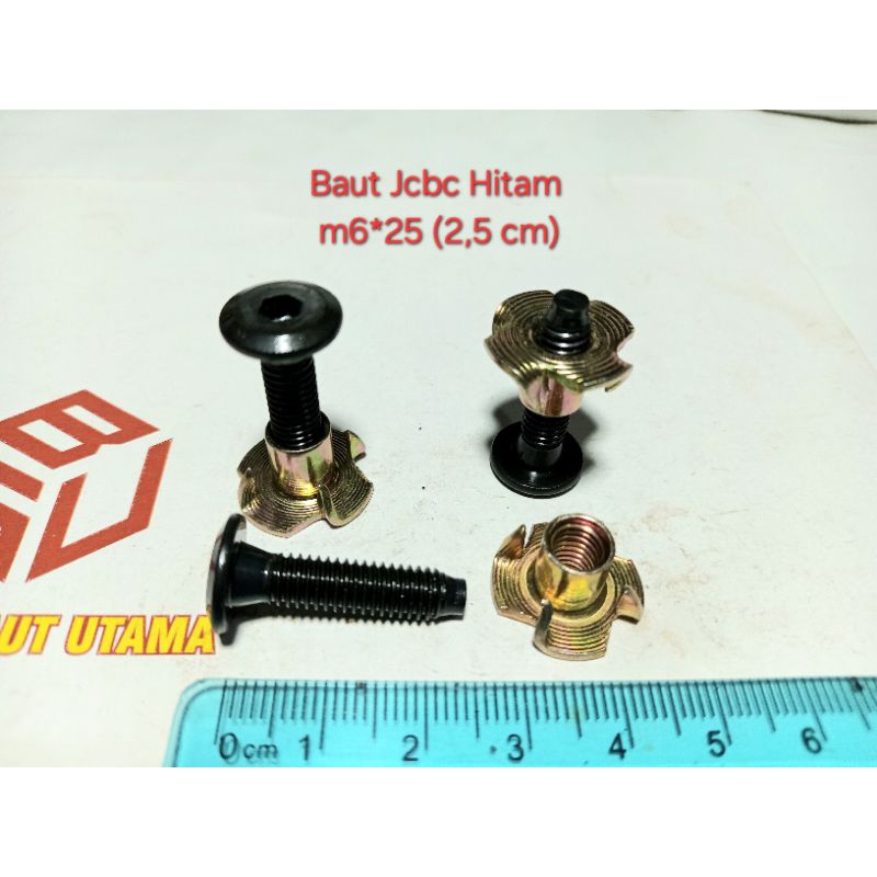 Jual Baut jcbc m6*25 (2,5 cm) hitam + Mur Cakar kunci L4 / Baut speaker ...