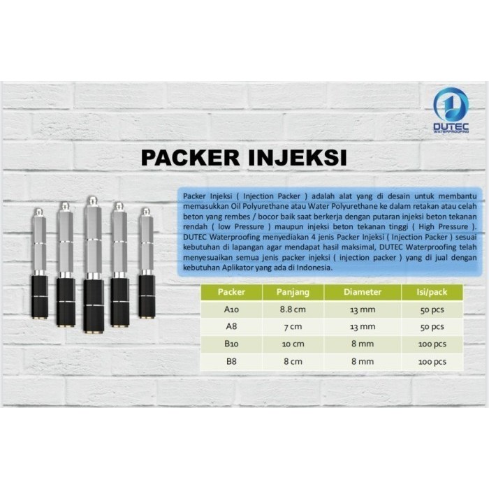 Jual DUTEC Peker Injeksi PU Epoxy / Injection Packer Beton A10 50pcs ...