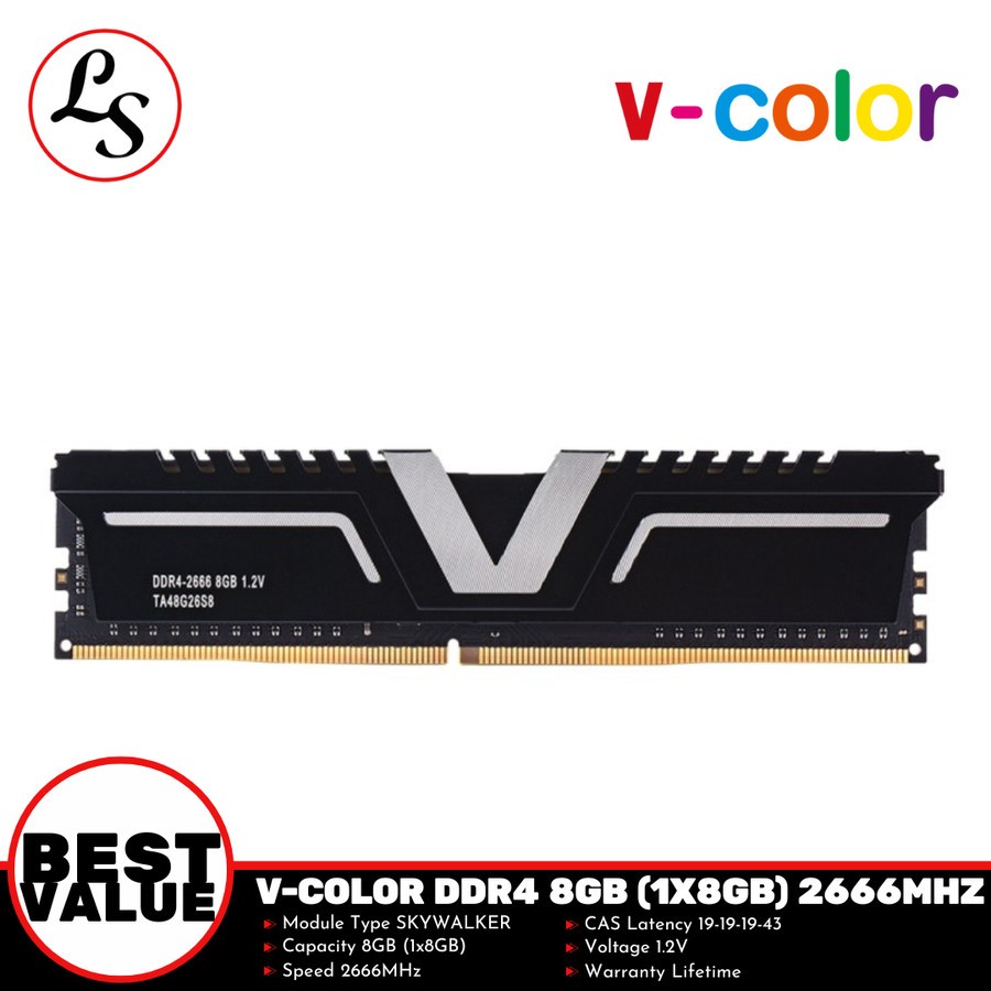 Jual V-COLOR RAM SKYWALKER 8GB (1X8GB) DDR4 2666MHz Memory | Shopee ...