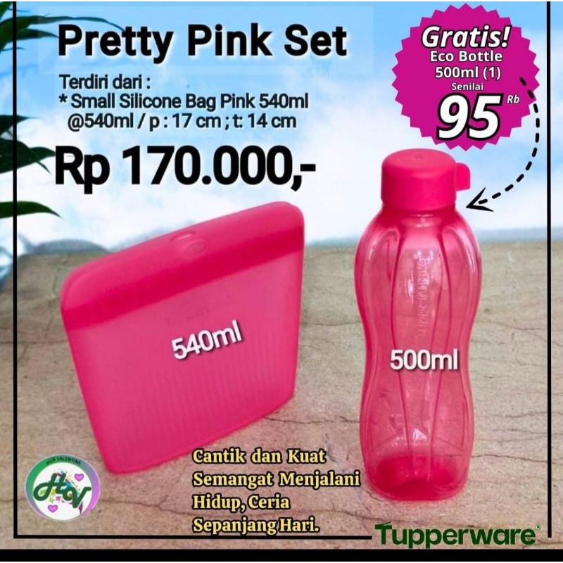 Jual ORIGINAL TUPPERWARE PRETTY PINK SET/ ULTIMATE SILICON BAG 4PC ...