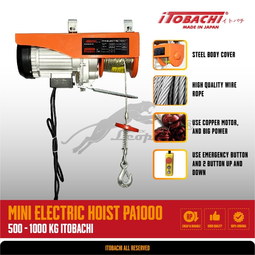 Jual Mini Electric Hoist Wire Rope PA1000 500-1000Kg 20M / Katrol ...