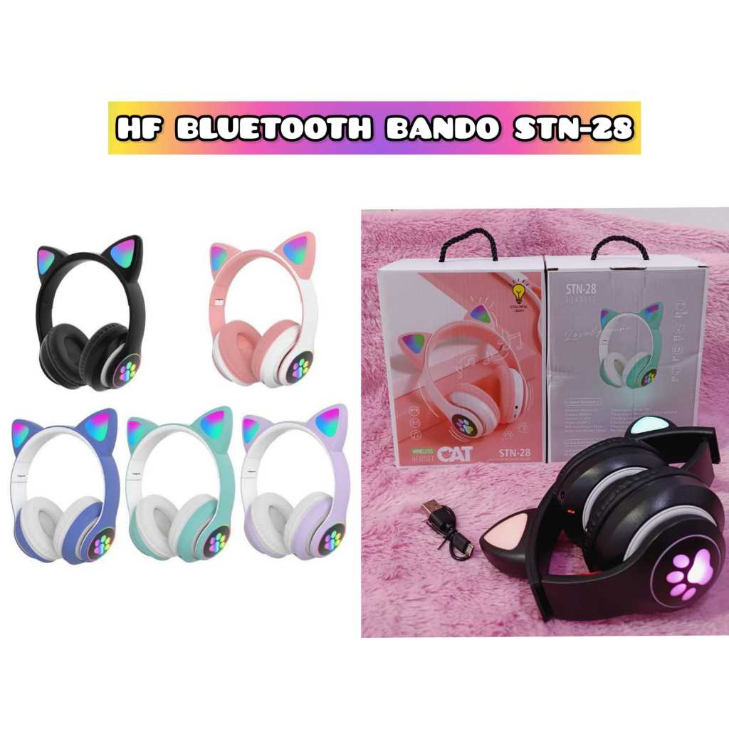 Jual Headphone Headset Gaming Bluetooth Model Telinga Kucing Ada Mic ...