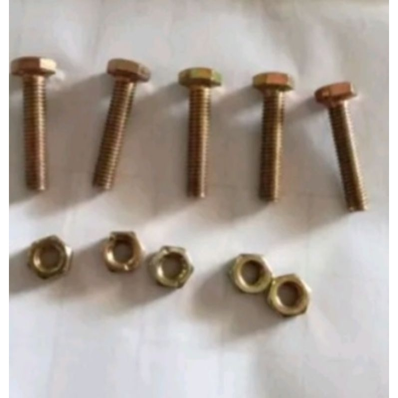 Jual Baut + Mur Besi Kuning 10×25/BN Kuning Drat Halus/Kunci 14 ...