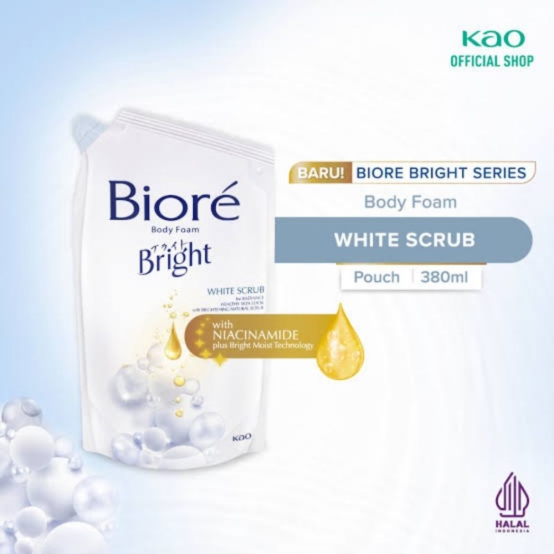 Jual Biore Body Foam Bright White Scrub 380 ml | Shopee Indonesia