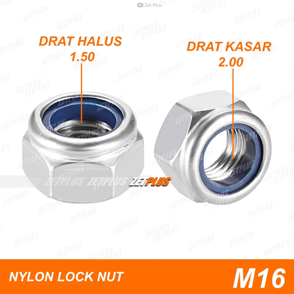 Jual MUR NYLON M16 (kunci 24) DRAT HALUS 1.50 - KASAR 2.00 /baut lock nylon plastik/ baud karet ...