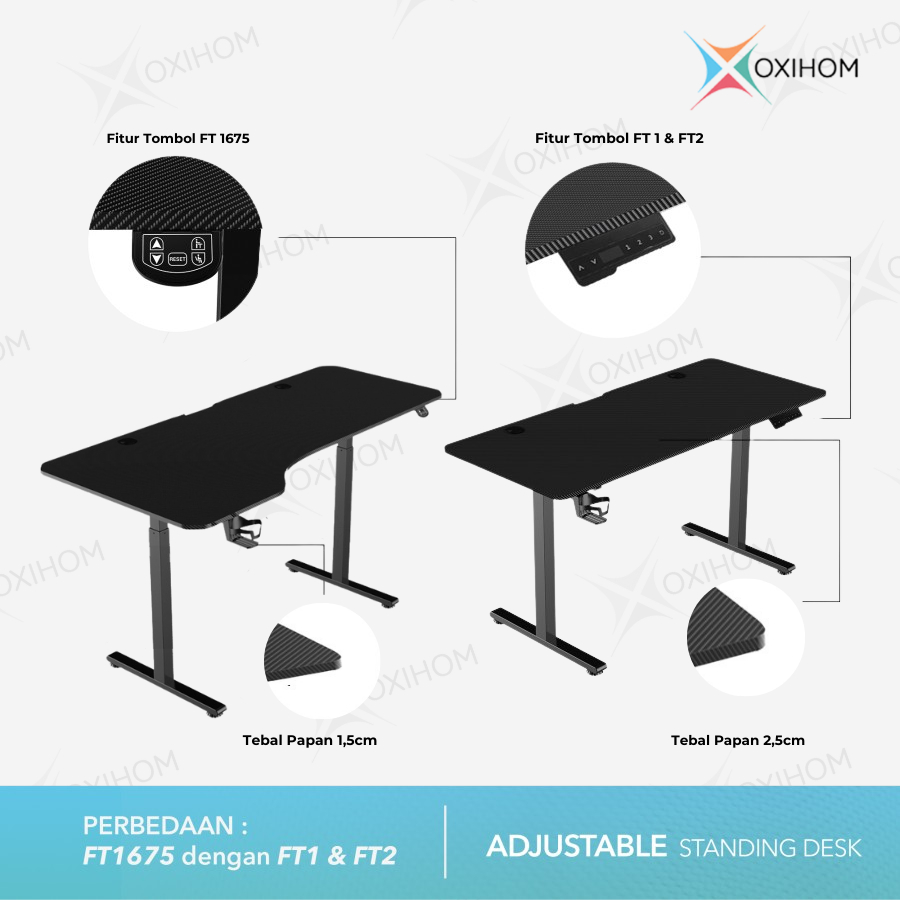Jual Oxihom Meja Gaming Meja Computer Meja Naik Turun Meja Hidrolik Ergonomic Desk Height ...