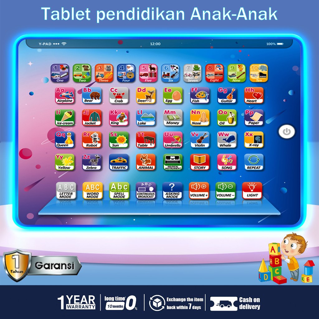 Jual Tablet Belajar Huruf Edukasi Anak Mainan Tablet Musik Piano Anak ...