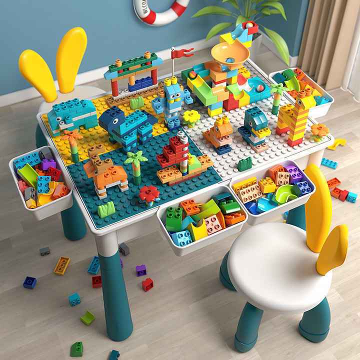 Jual Mainan Meja Multifungsi Mainan Building Block Meja Belajar Set ...