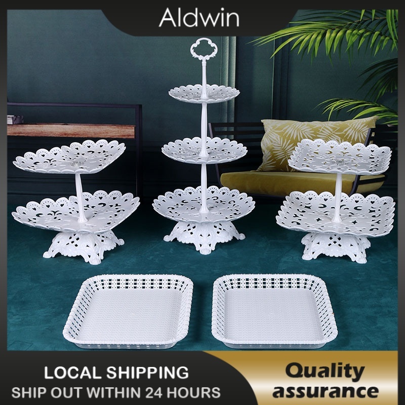 Jual Rak Makan Kue Buah Cake Plate Stand Display / Rak Tingkat 3 Susun ...