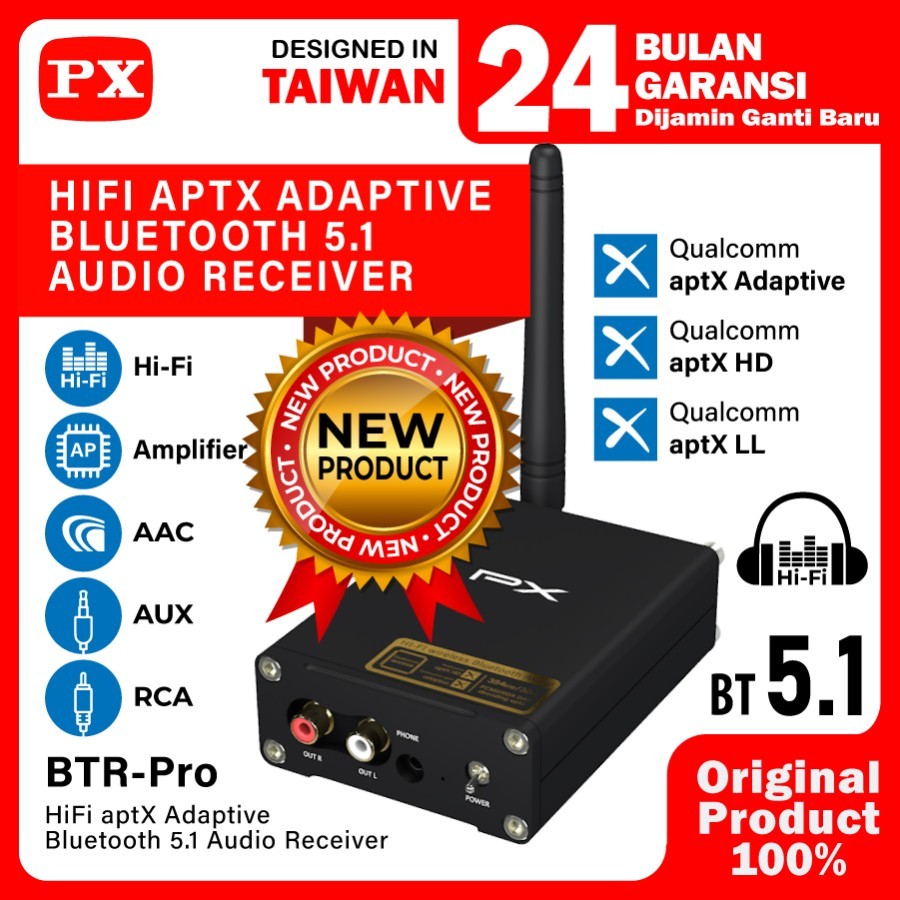 Jual PX BTR-Pro Bluetooth Audio Receiver 5.1 aptX Adaptive HiFi Stereo | Shopee Indonesia