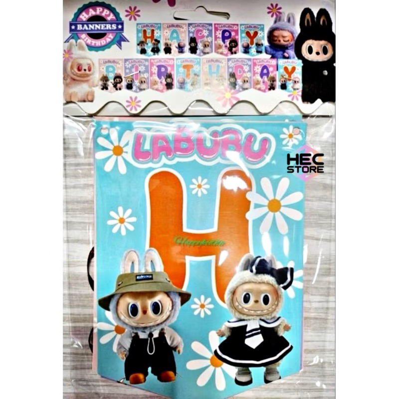 Jual BANNER HAPPY BIRTHDAY MOTIF KARAKTER LABUBU | BUNTING FLAG LABUBU ...