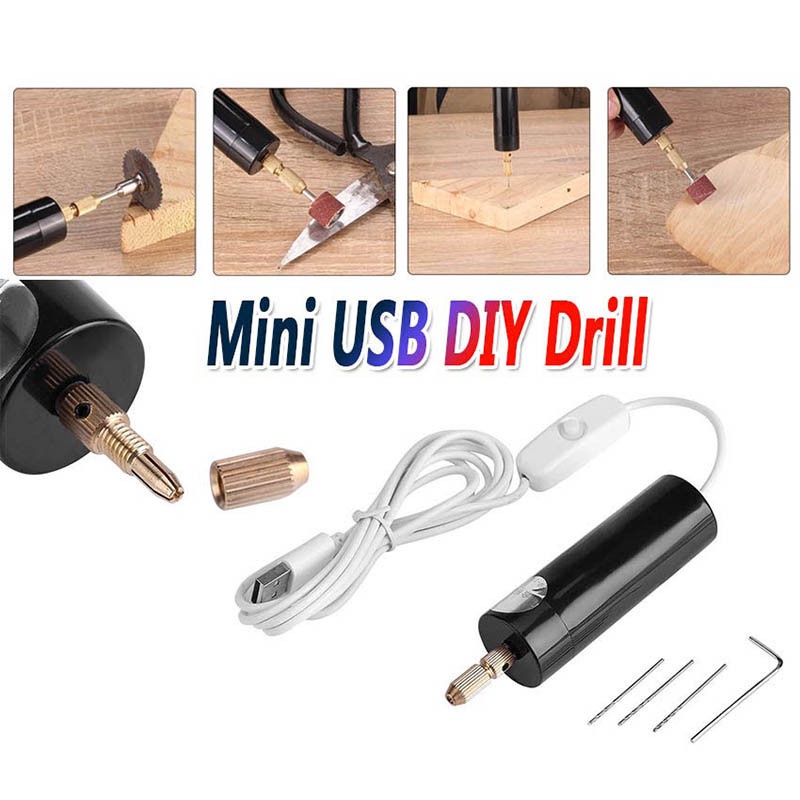 Jual perlengkapan bor Bor Elektrik Mini Portable Micro USB dengan 3Pc ...