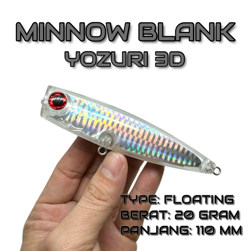 Jual Popper Blank Yozuri 3D 20gram 110mm FREE MATA | Shopee Indonesia