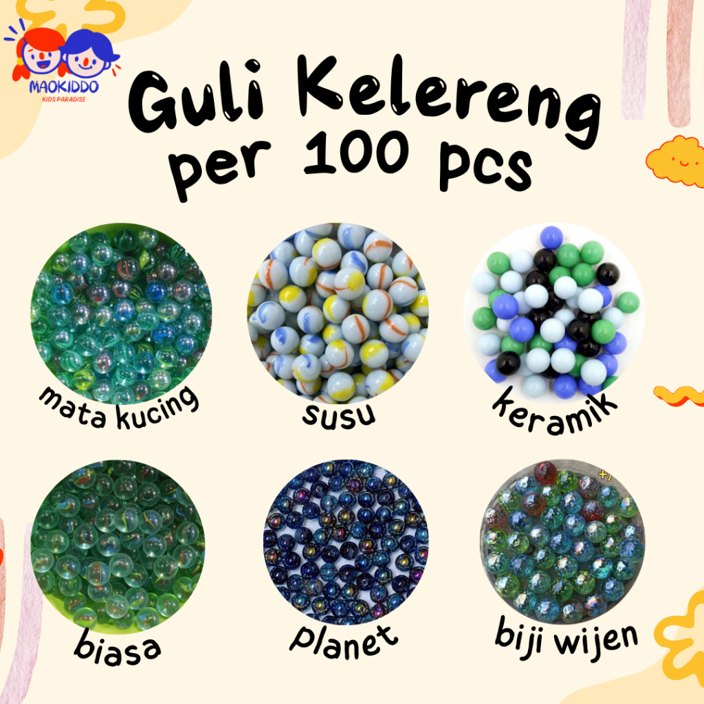 Jual Guli Kelereng Mainan Anak 4 Varian harga per 100 pcs | Shopee ...