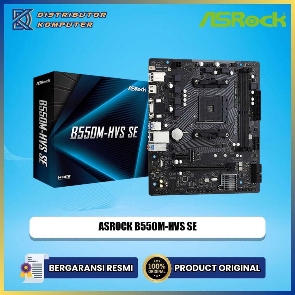 Jual ASROCK MOTHERBOARD B550M-HVS SE (AMD AM4, DDR4, M-ATX) | Shopee Indonesia