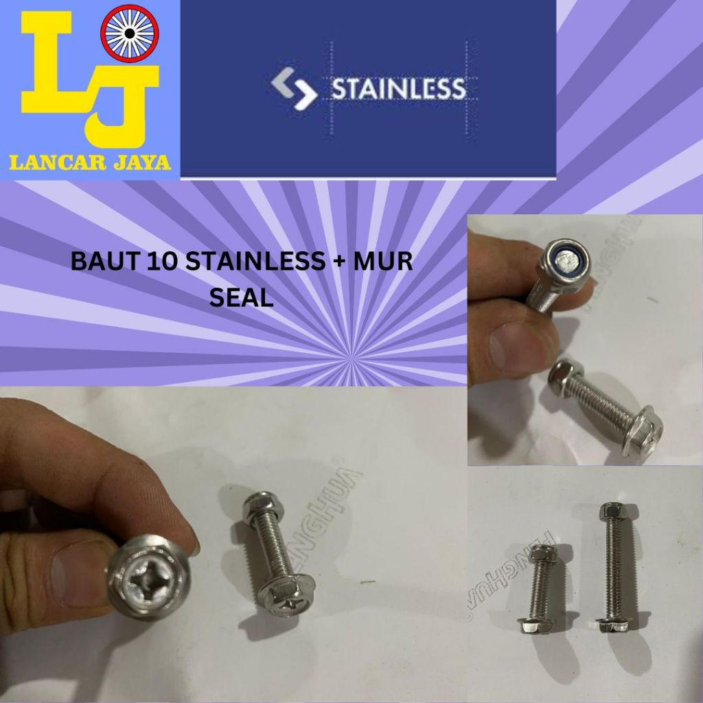 Jual Baut Stainless Stenlis M5 M6 Baut Plus Mur Ukuran 8 & 10 Sepeda ...