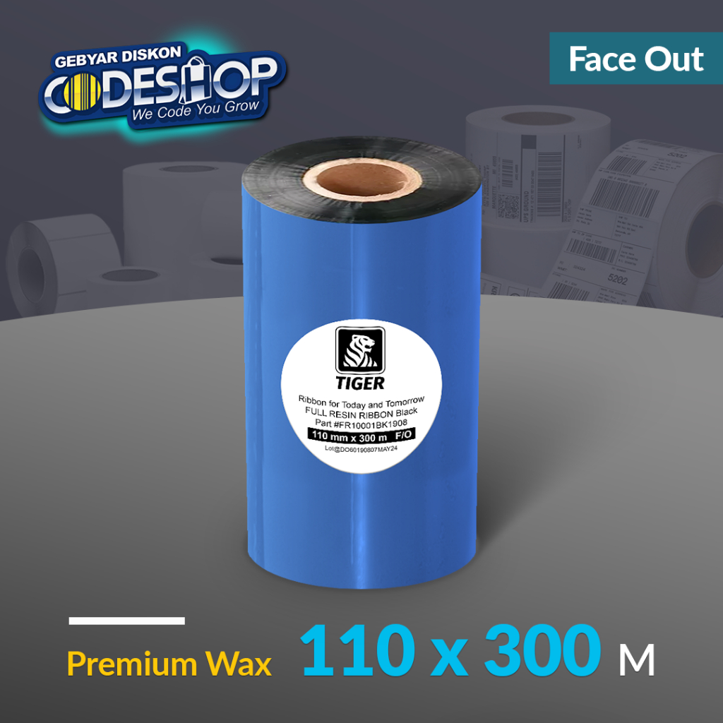Jual TIGER Ribbon Barcode Premium Wax 110 x 300 M Tinta Printer Core 1 ...