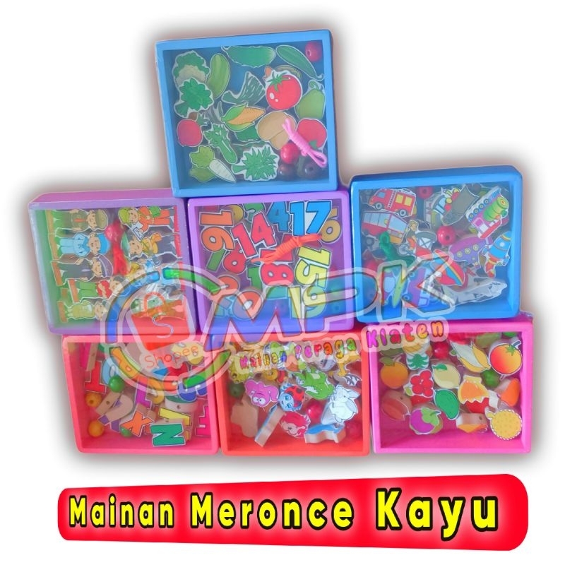 Jual MAINAN EDUKASI MERONCE KAYU MERONCE HEWAN MERONCE BUAH MERONCE ...